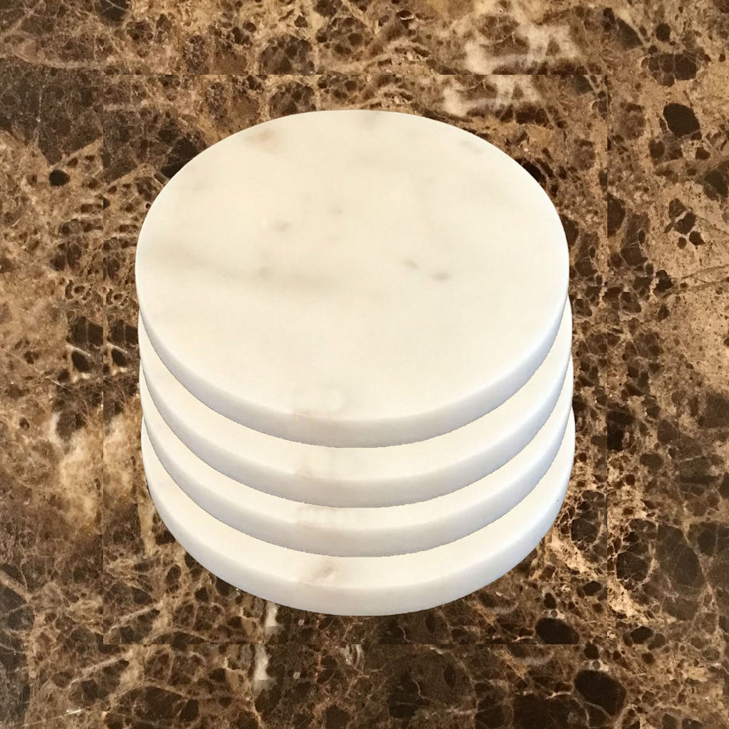 Marble Coasters with Holder. Simply Natural. Food safe.